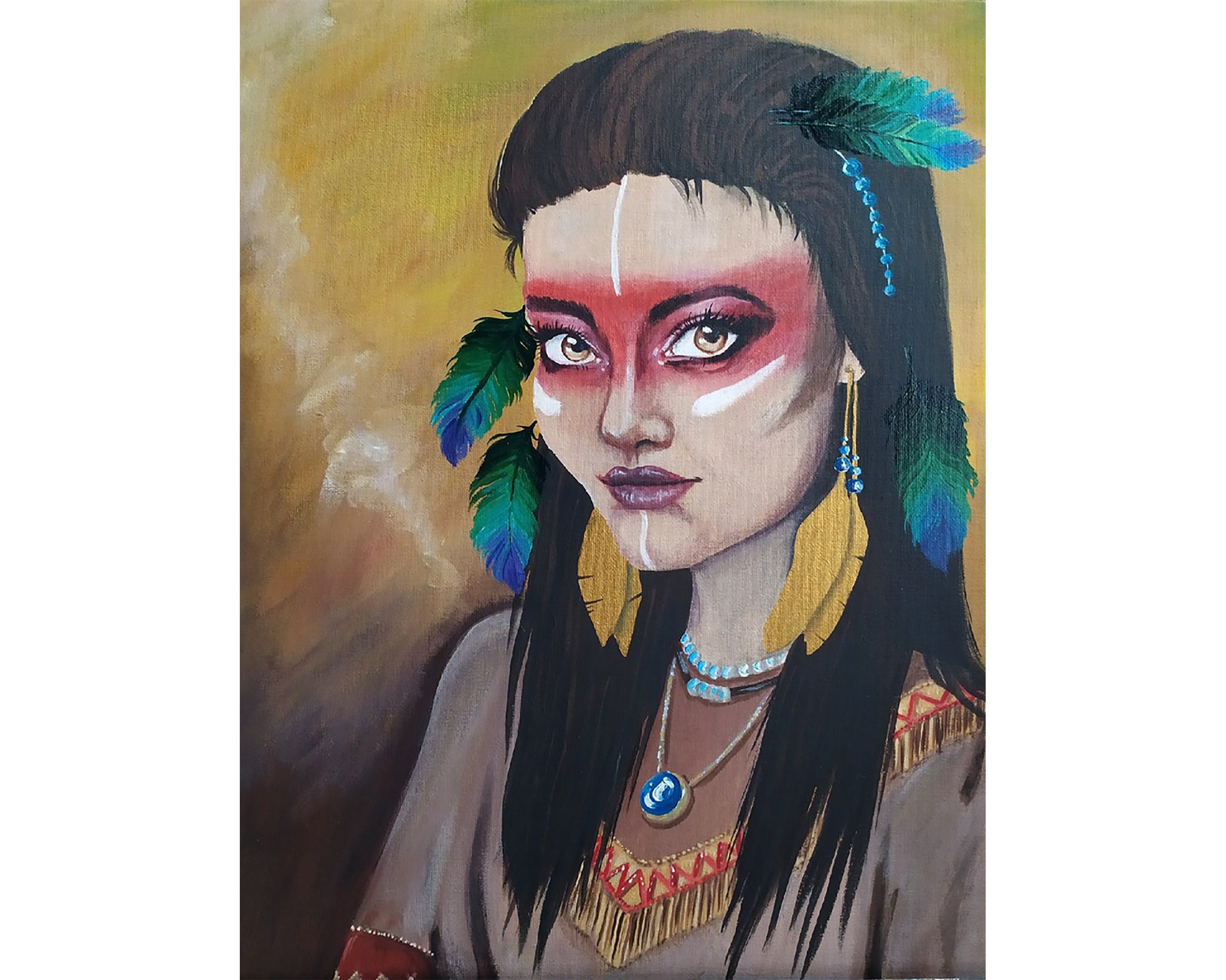 Native American Woman Painting Original Artwork American | Etsy