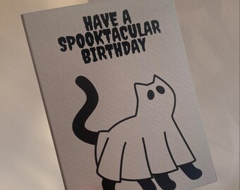 Have A Spooktacular Birthday Card, Greetings Card, Black & White, Goth ...