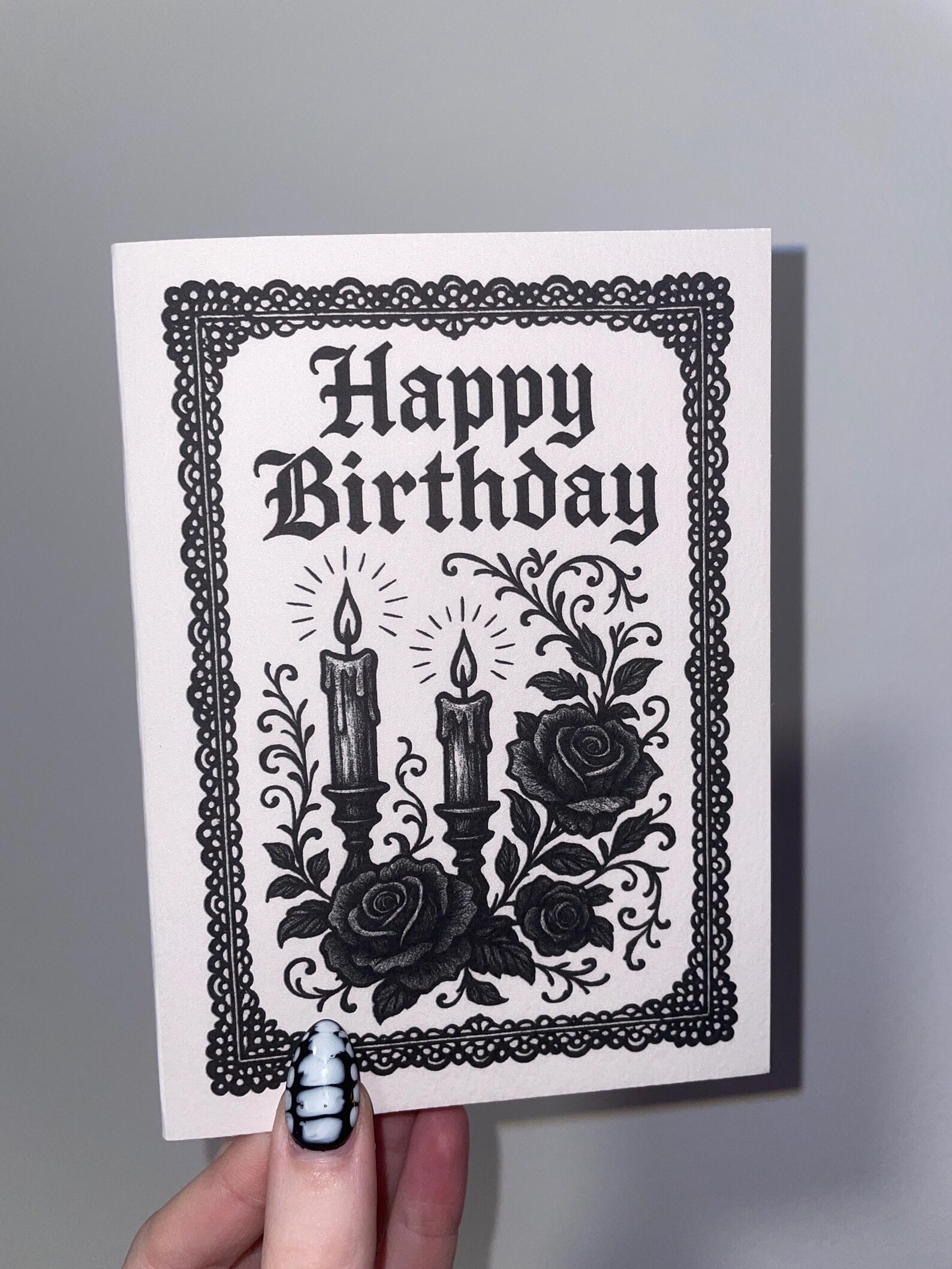 Gothic Happy Birthday Card - Black Roses and Candles - Etsy