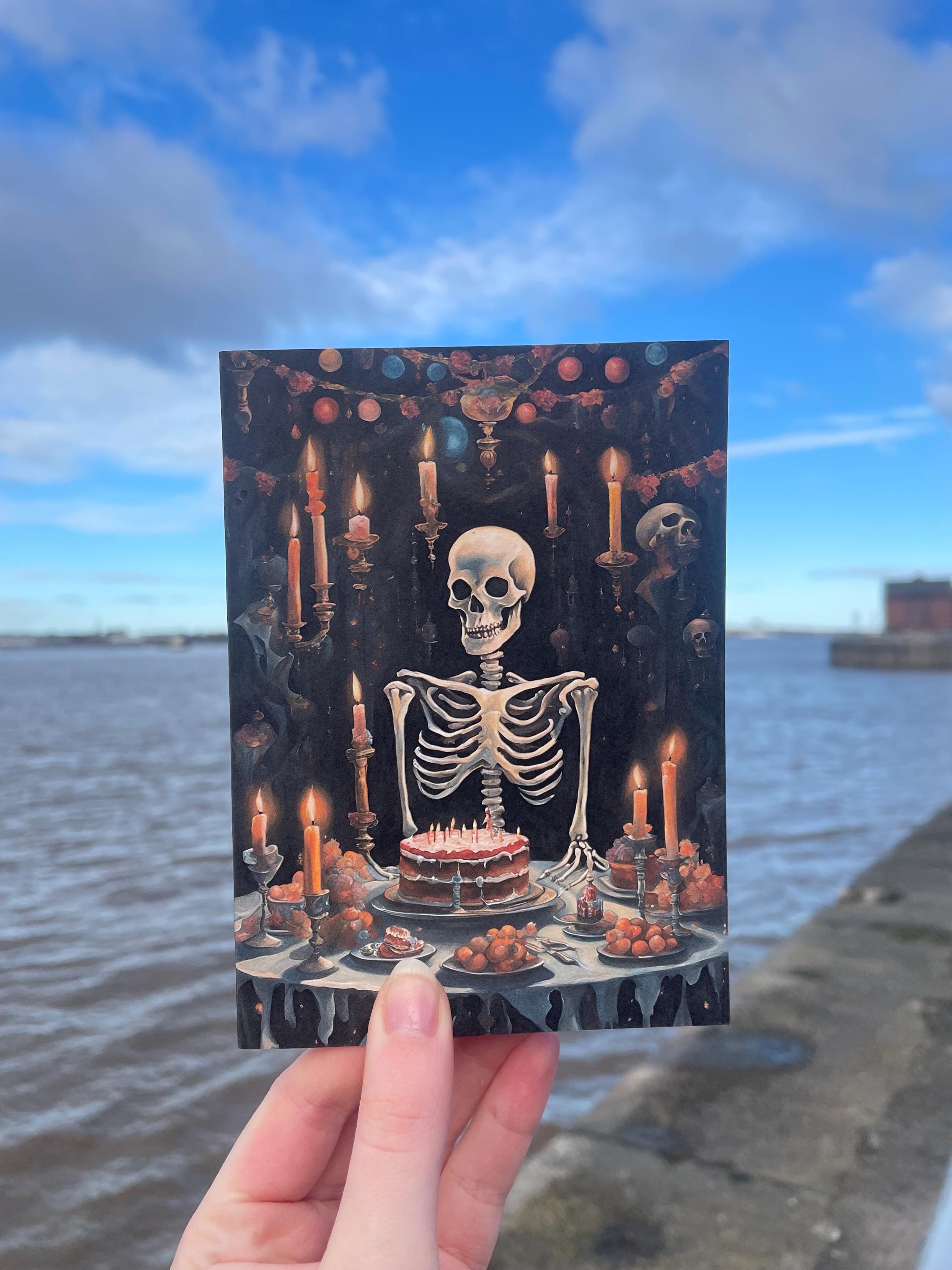 Macabre Skeleton Birthday Card – Gothic Celebration Greeting - Etsy