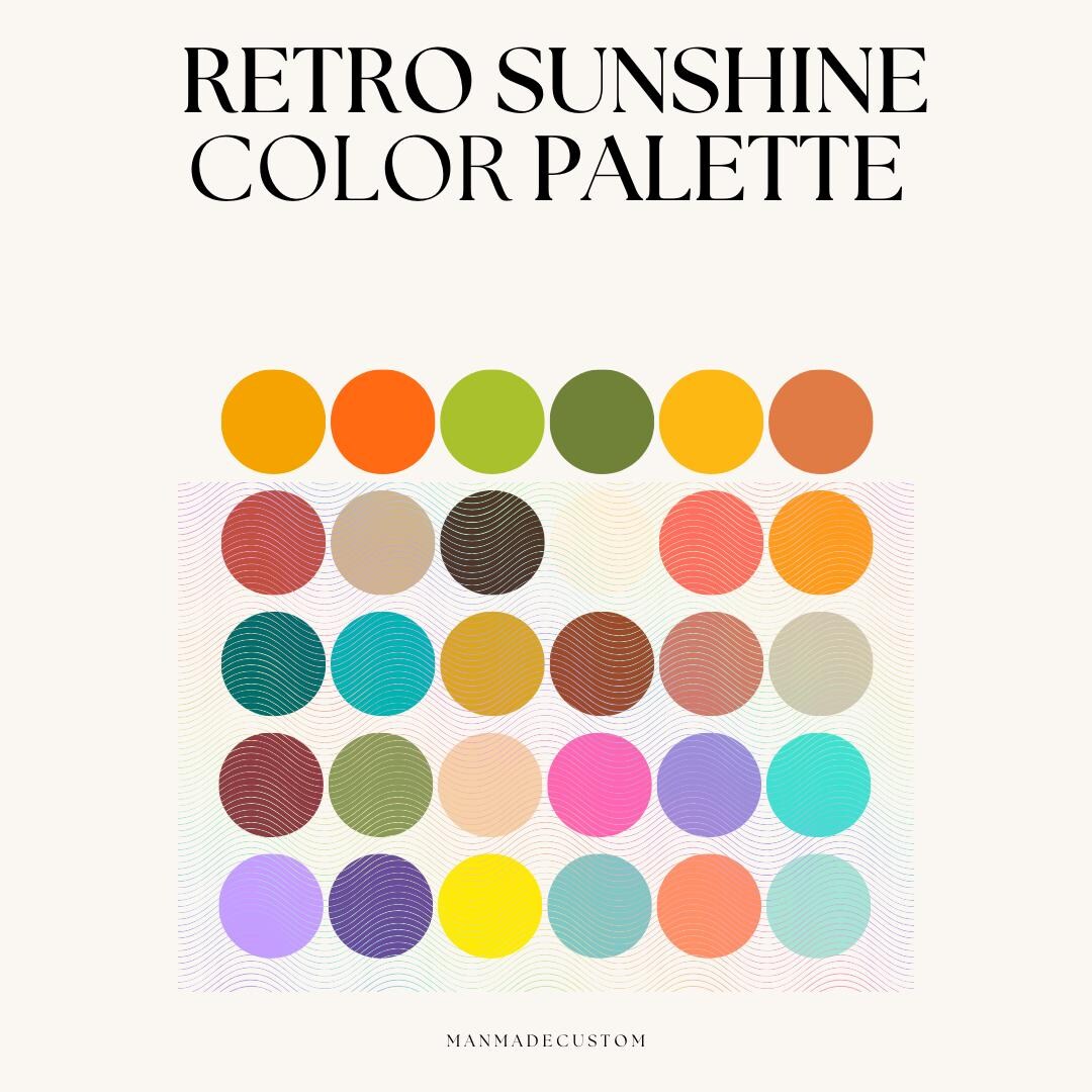 Retro Sunshine Color Palette for Procreate | 30 Warm Vintage Colors ...