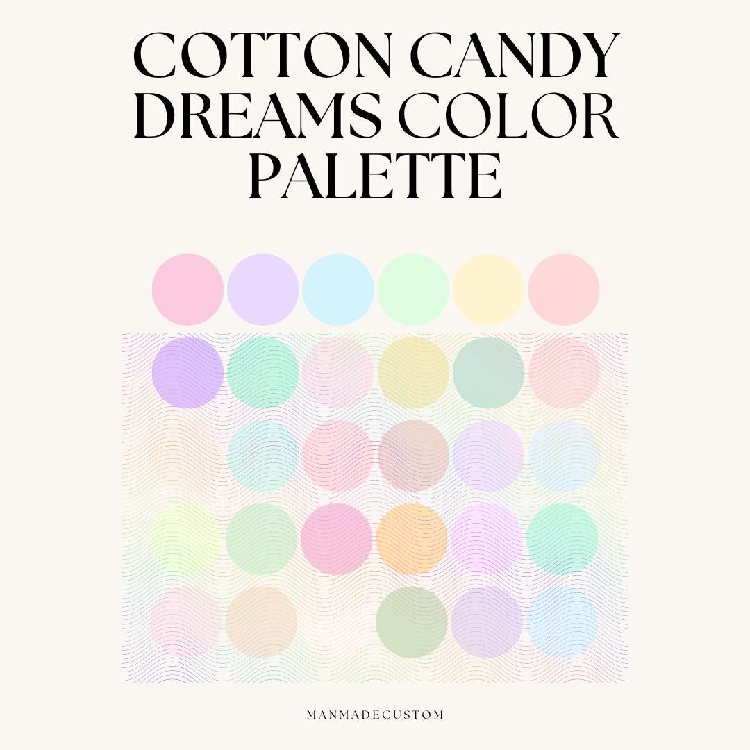 Cotton Candy Dreams Procreate Color Palette | 30 Pastel Swatches | Soft ...