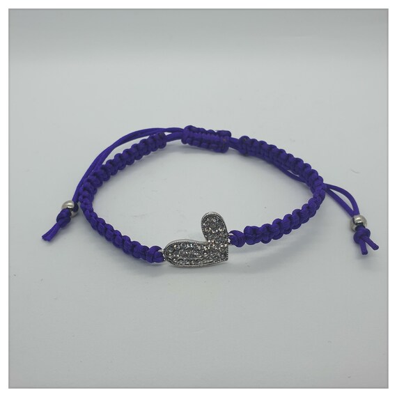Handmade Purple Friendship Bracelet With Heart Pendant | Etsy