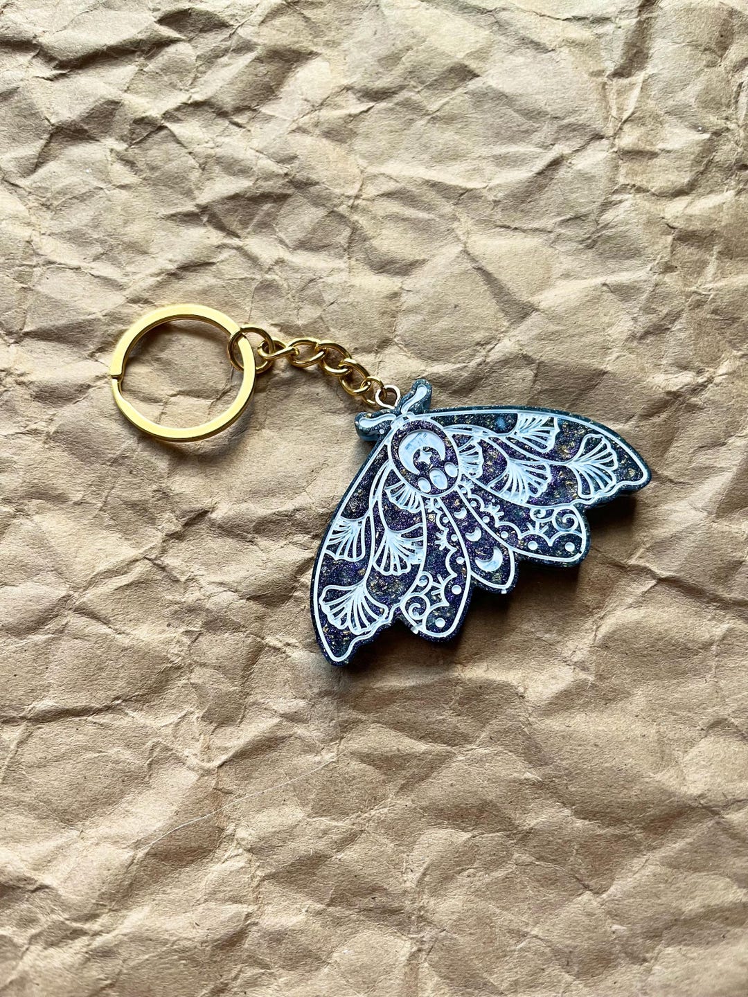 Resin Moth Keychain – Hand-painted Insect Charm - Etsy