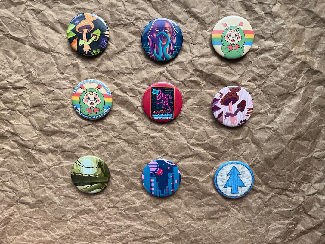Hand-drawn Eclectic Art Buttons: Indie Artist Pins - Etsy
