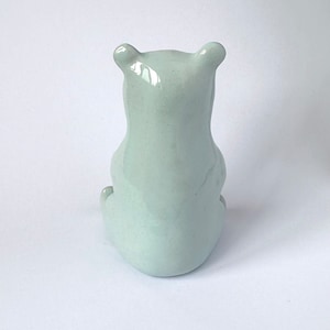 Hand Made Little Ceramic Light Blue Bear With Floral Art, Miniature ...