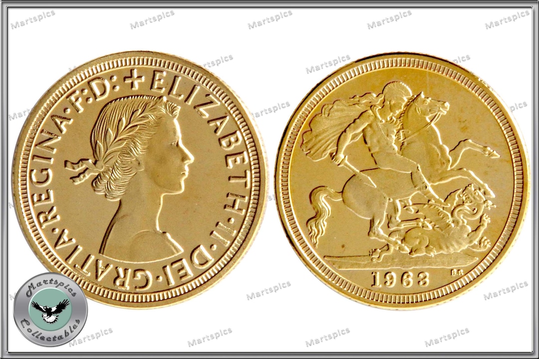 Sovereign Restrike 1963 Queen Elizabeth II REPLICA Gold Plated Full ...