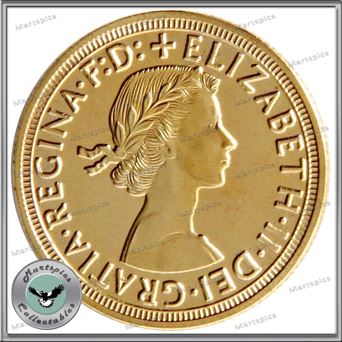 Sovereign Restrike 1963 Queen Elizabeth II REPLICA Gold Plated Full ...