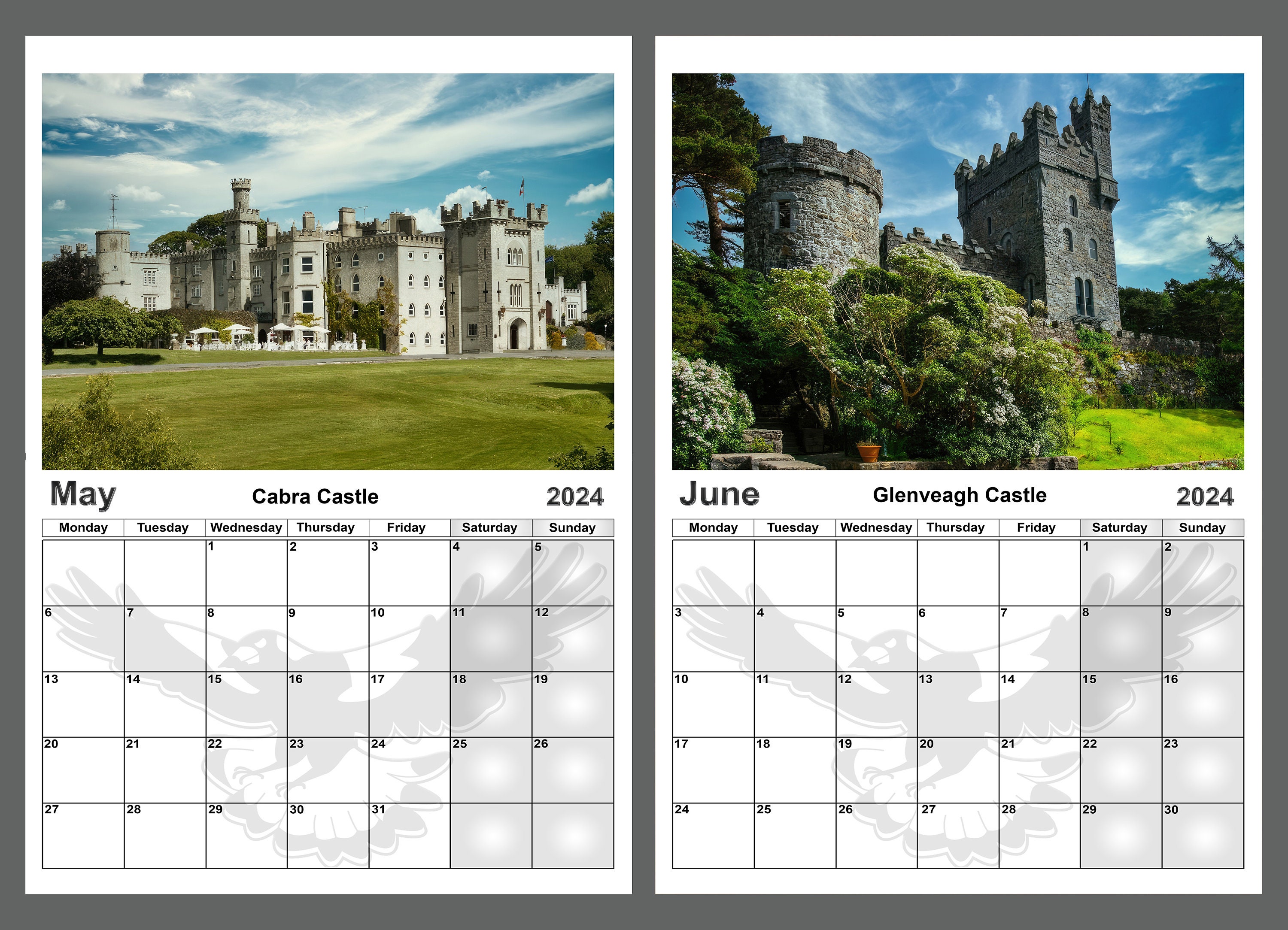 2024 Calendar Great Castles of the Republic of Ireland 14 Full Glossy ...
