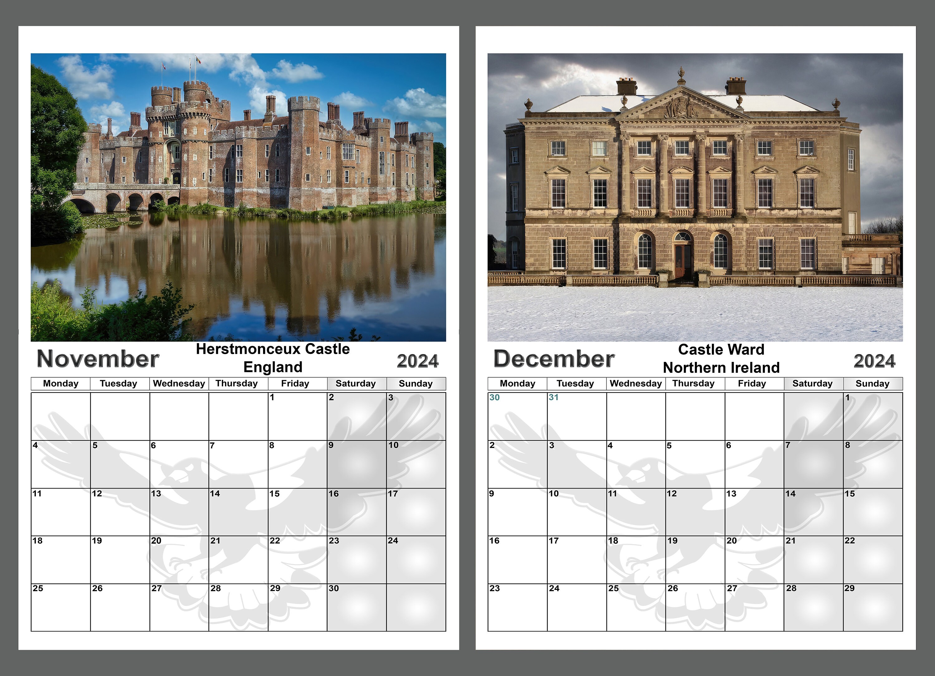 2024 Calendar Castles of Great Britain and Ireland 14 Full - Etsy