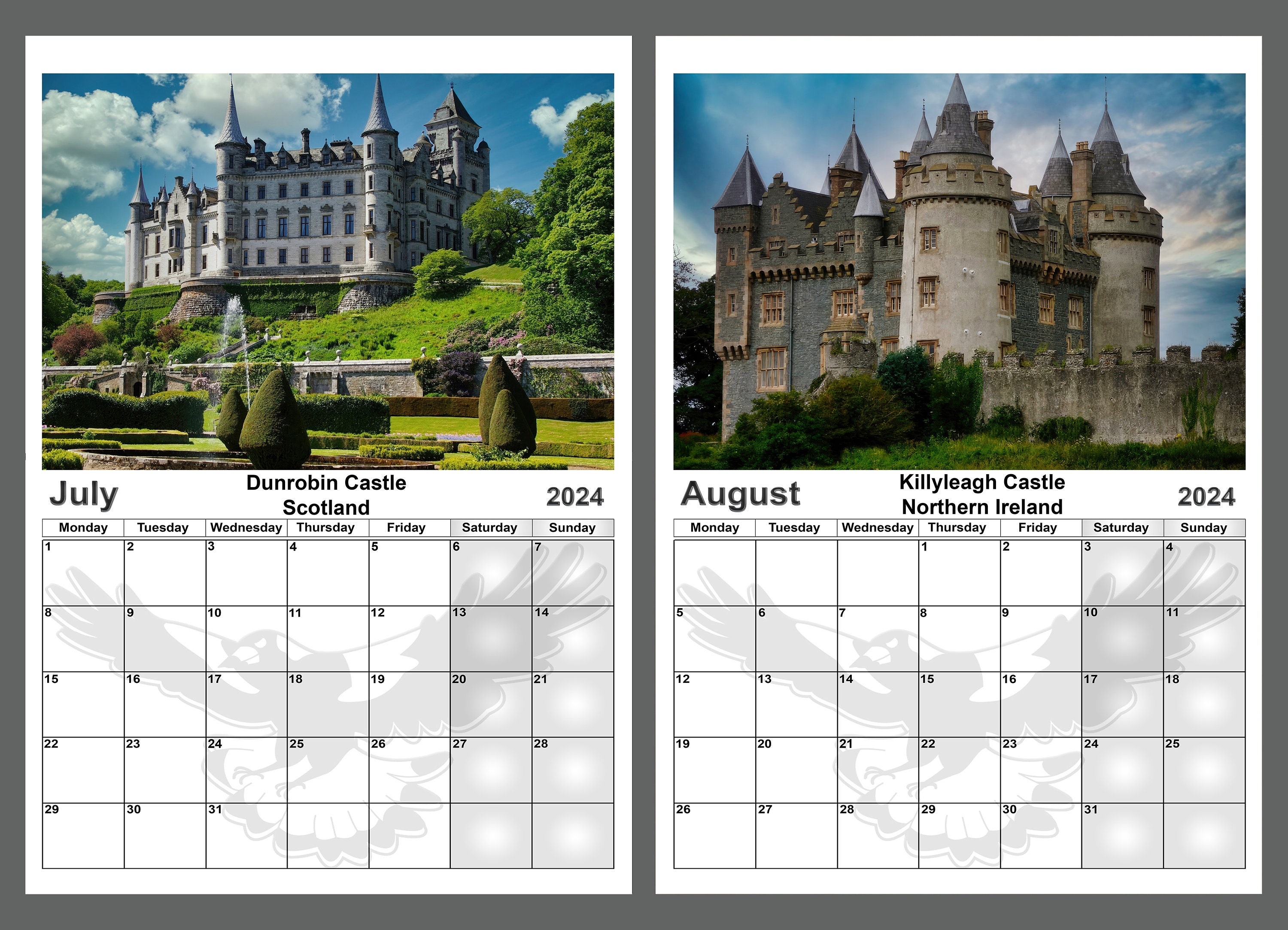 2024 Calendar Castles of Great Britain and Ireland 14 Full - Etsy