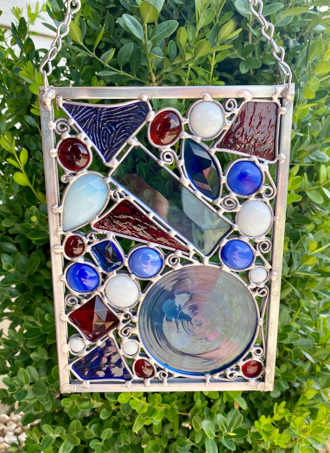 Original Rectangular Stained Glass Leaded Mosaic Panel in Red - Etsy.de