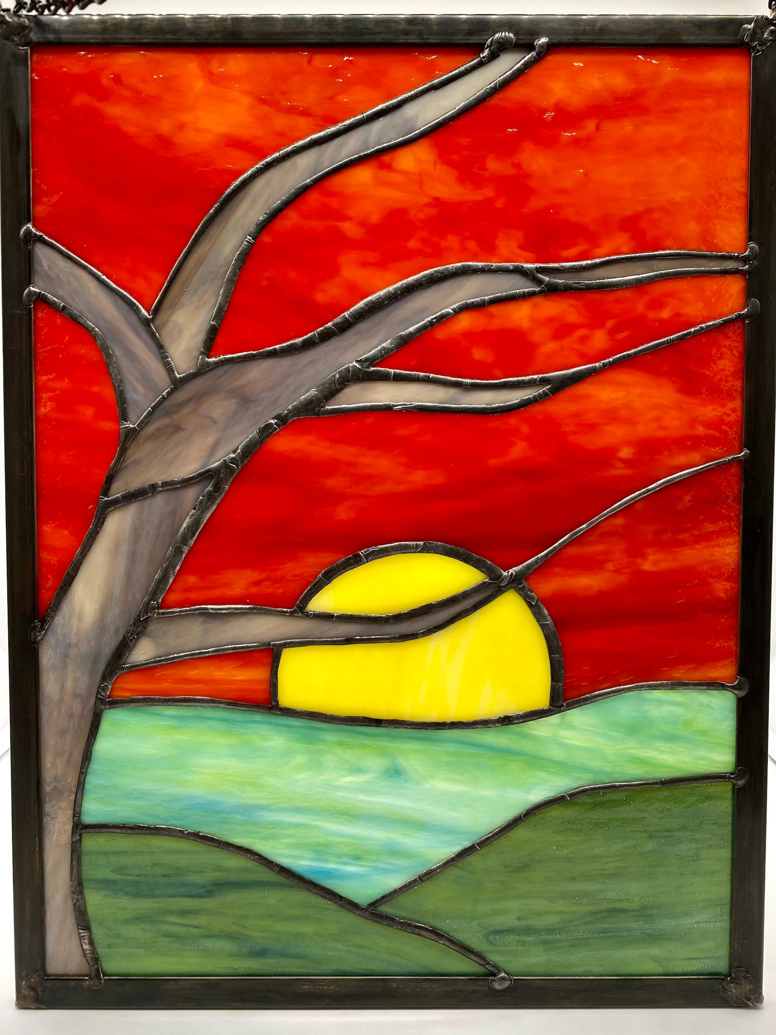 Stained Glass Birch Tree Sunrise Panel - Etsy UK