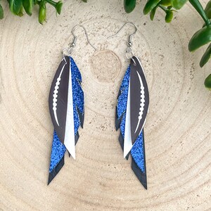 Custom Team Spirit Feather Football Faux Leather Earrings, Football ...