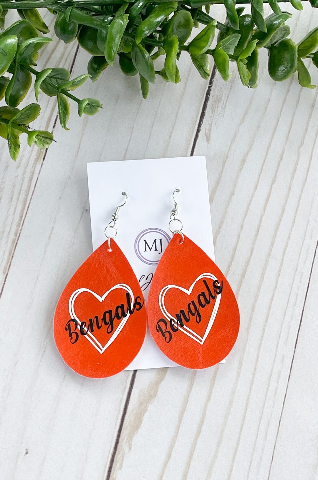 Bengals Team Love Football Faux Leather Earrings, Gift for Bengals Fans ...