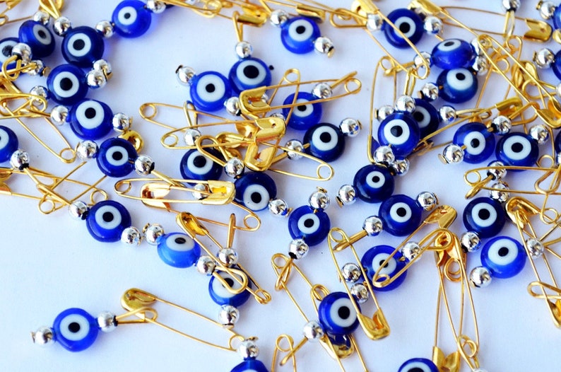 Evil Eye Safety Pins Wedding Invitation Favor Supplies Beads | Etsy UK