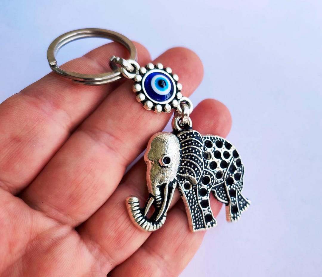 Turkish Evil Eye Elephant Keychain, Handmade Nazar Amulet, Good Luck ...
