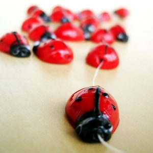 40 Pcs Ladybug Beads, Red Glass Beads Ladybird Beads - Ladybug ...