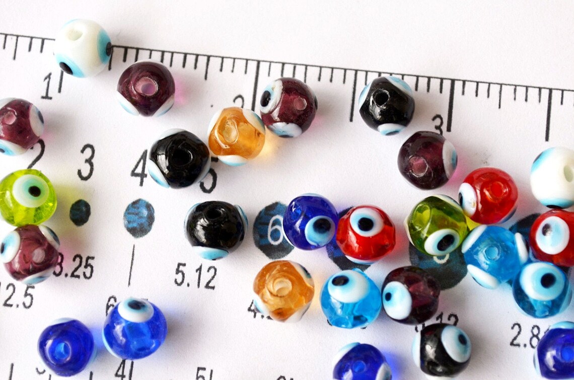 Mix Color Evil Eye Beads Set of 50 Evil Eye Beads 8 Mm Glass | Etsy