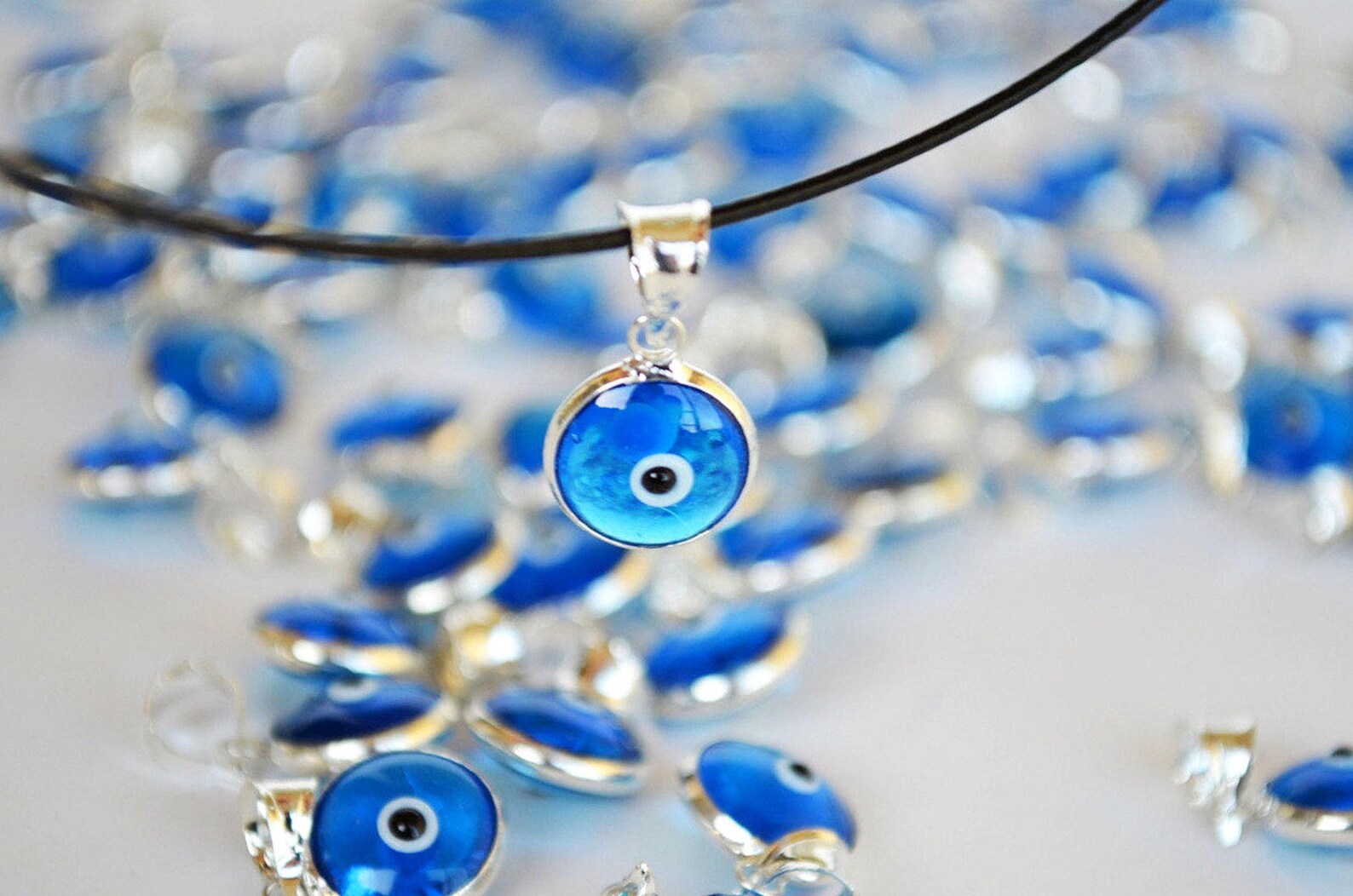 Good Luck Evil eye charm 3 pcs Navy Blue evil eye pendant | Etsy