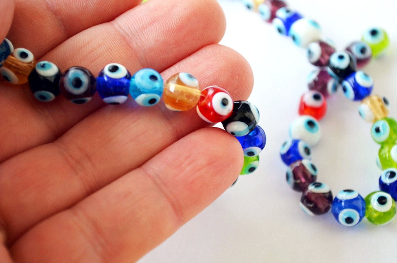 Mix Color Evil Eye Beads Set of 50 Evil Eye Beads 8 Mm Glass | Etsy