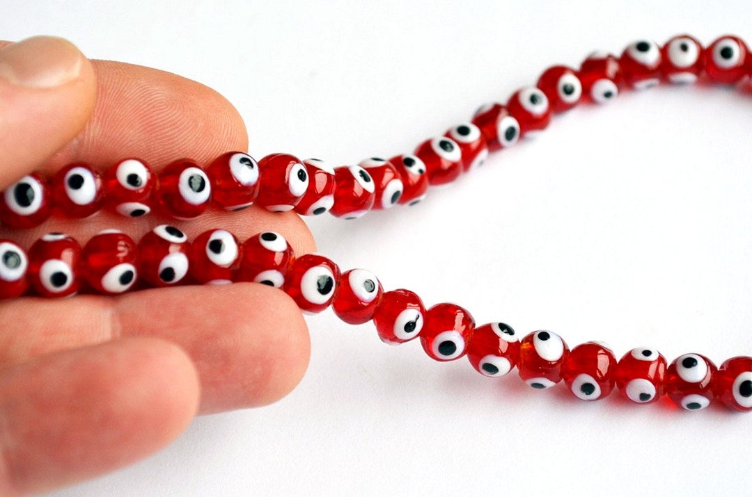 Red Evil Eye Beads Set of 15 Evil Eye Beads - 10 Mm Glass Beads - Red ...