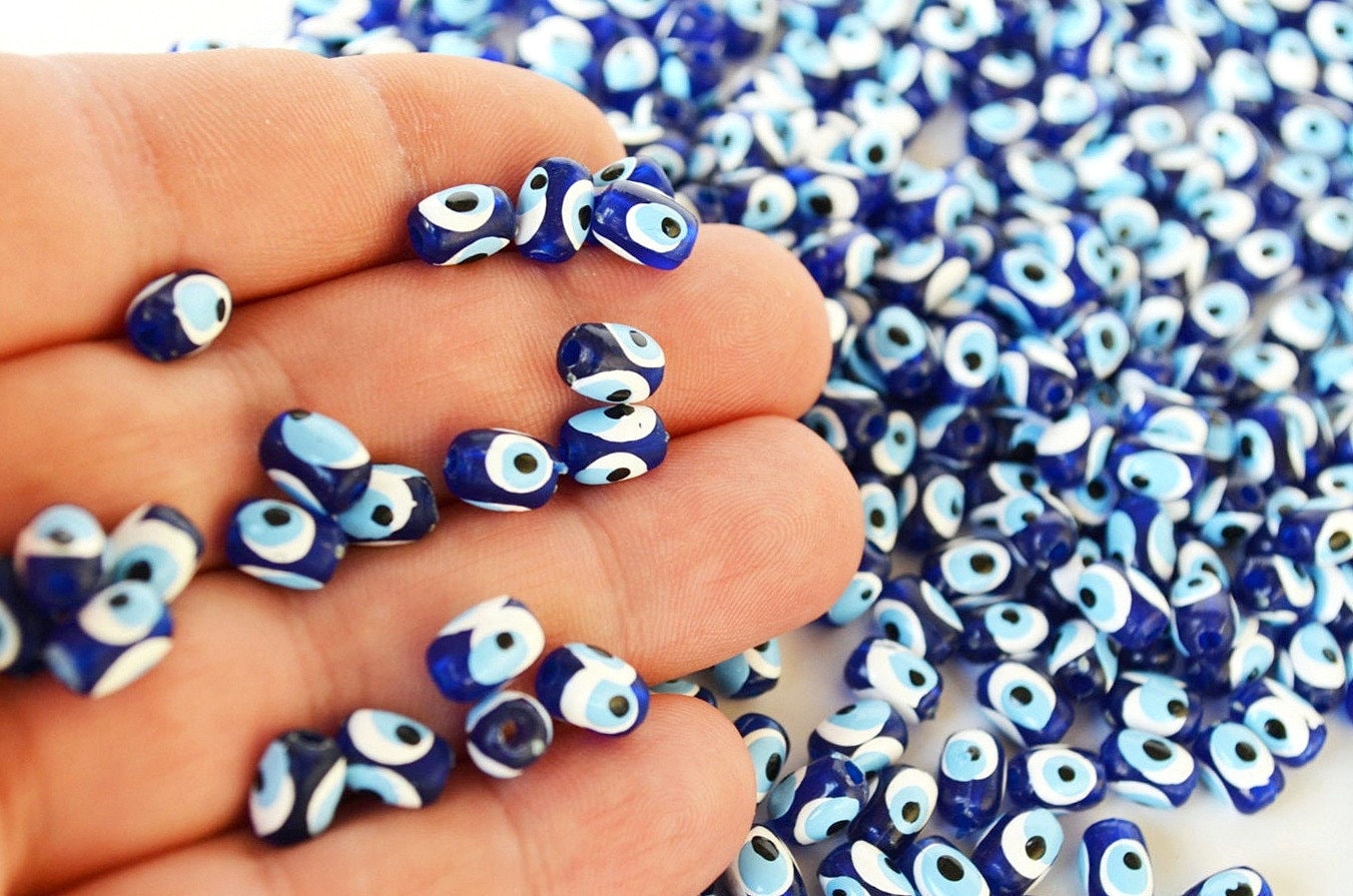 100 Pcs Evil Eye Beads Elliptical Evil Eye Beads Evil Eye | Etsy