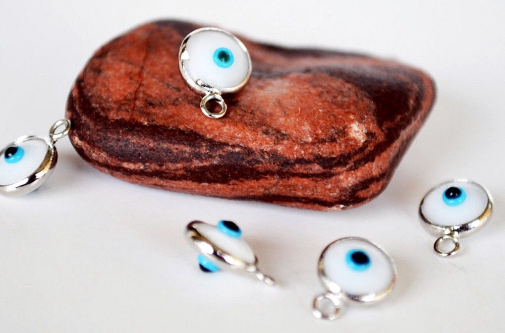 5 Pcs Nazar Beads White Turkish Evil Eye Beads With One Side - Etsy Canada
