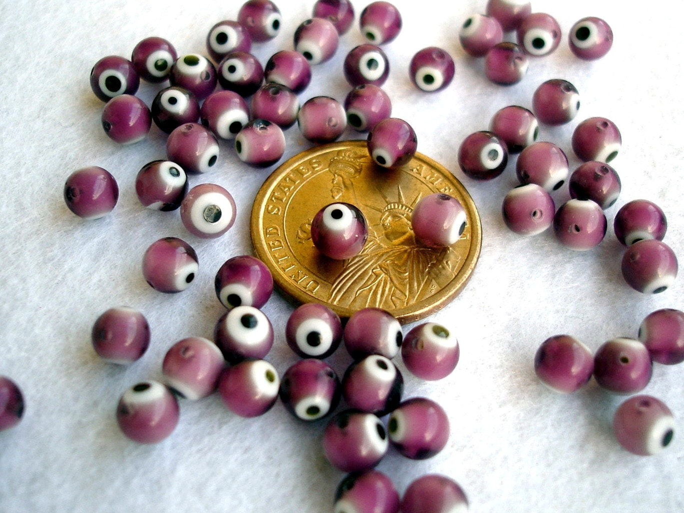 Set of 40 Purple Evil Eye Beads 6 Mm Purple Glass Beads - Etsy