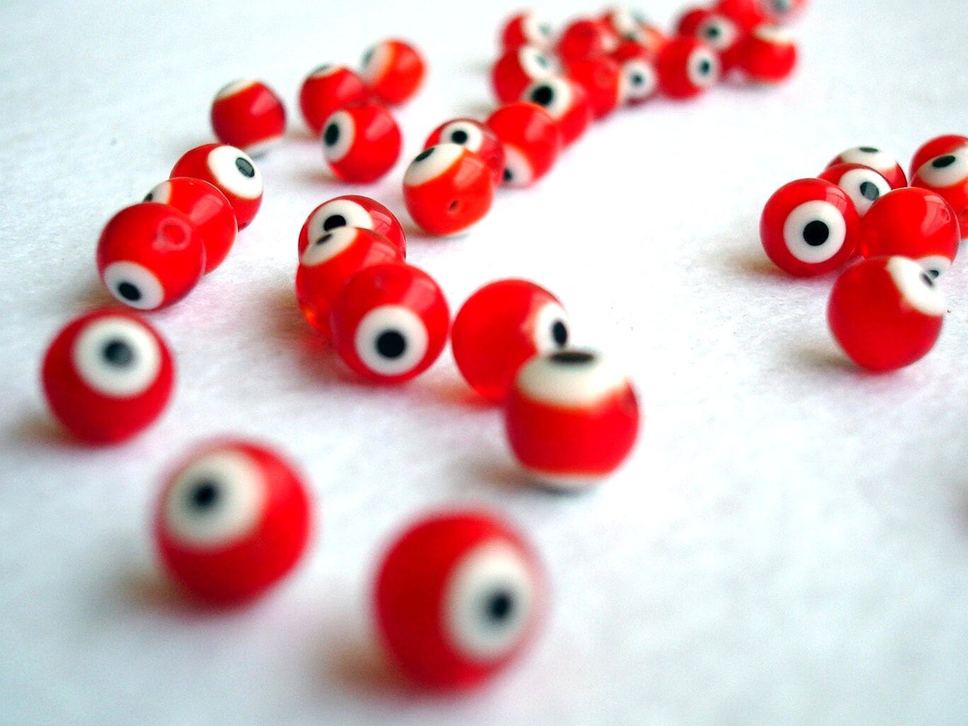 Set of 40 Red Evil Eye Beads 6 mm Red Glass Beads Red | Etsy