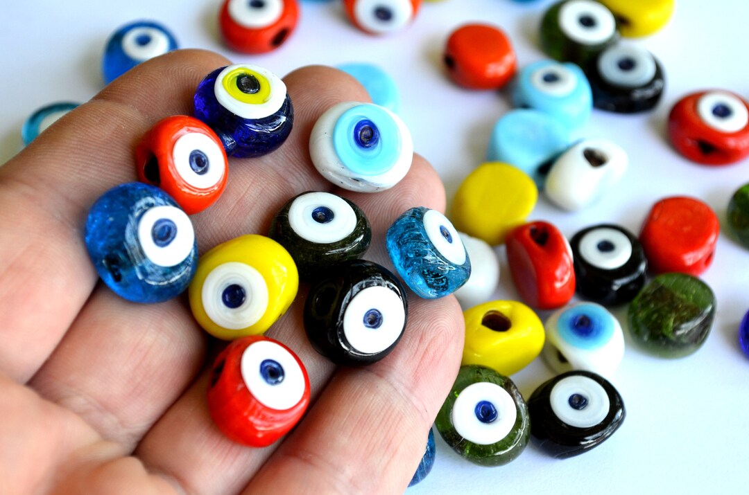 30 Pcs Mix Color Lampwork Handmade Evil Eye Beads From Turkey, Real ...