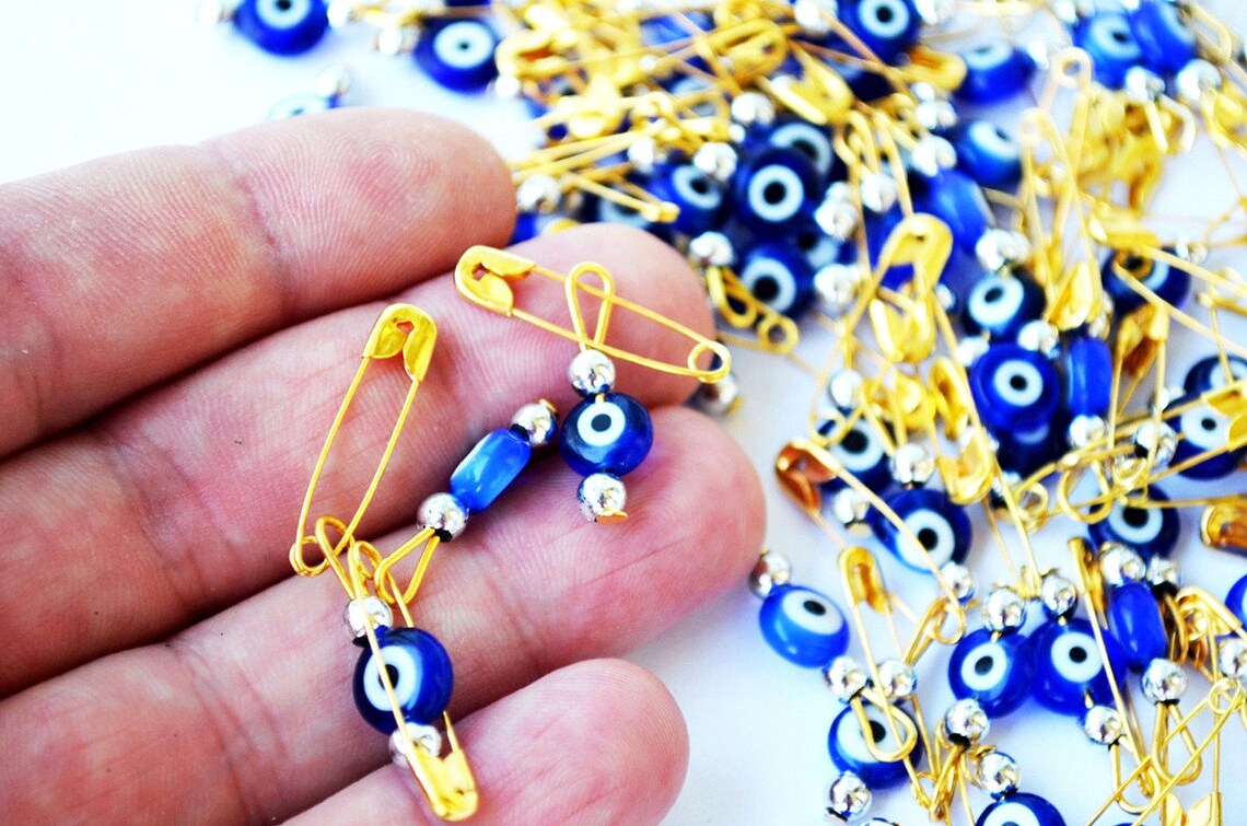 Evil Eye Safety Pins Wedding Invitation Favor Supplies Beads | Etsy UK