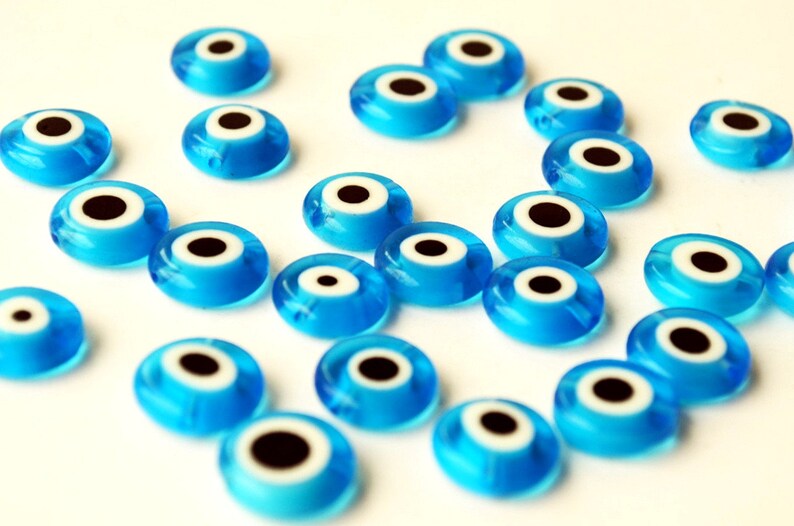 Large Evil Eye Beads, 20 Pcs Turquoise Blue Evil Eye 14mm Glass Beads ...