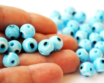 Mix Color Evil Eye Beads Set of 50 Evil Eye Beads 8 Mm Glass | Etsy
