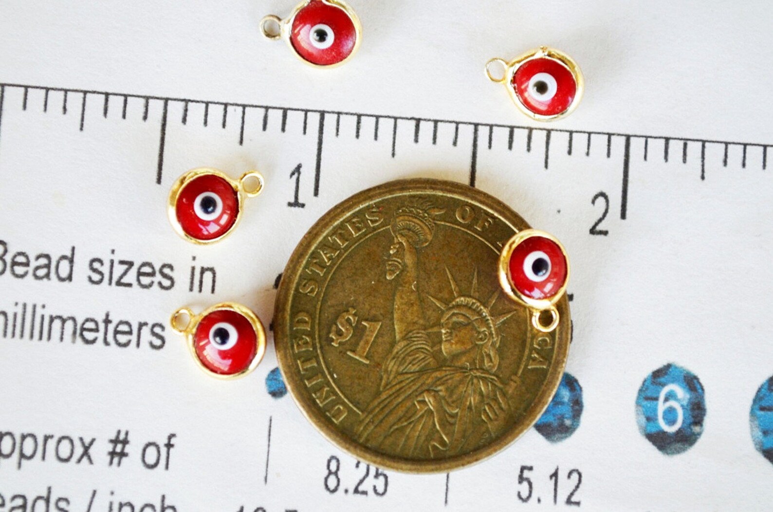 5 Pcs Nazar Bead Charms for Good Luck Red Evil Eye Beads | Etsy