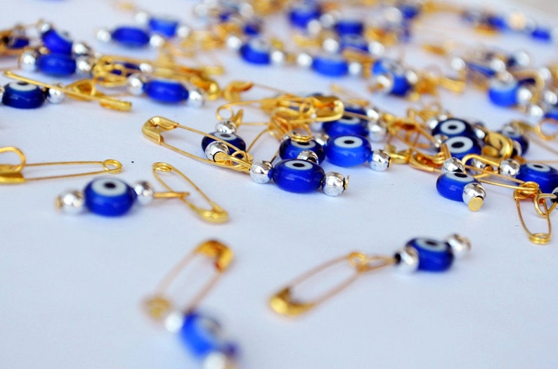 Evil Eye Safety Pins Wedding Invitation Favor Supplies Beads | Etsy UK