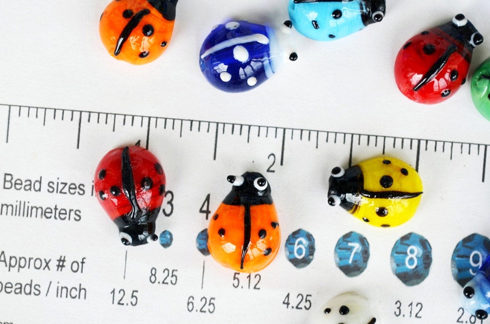 20 Pcs Ladybug Multicolor Glass Beads Ladybird Beads - 14 Mm Ladybird ...