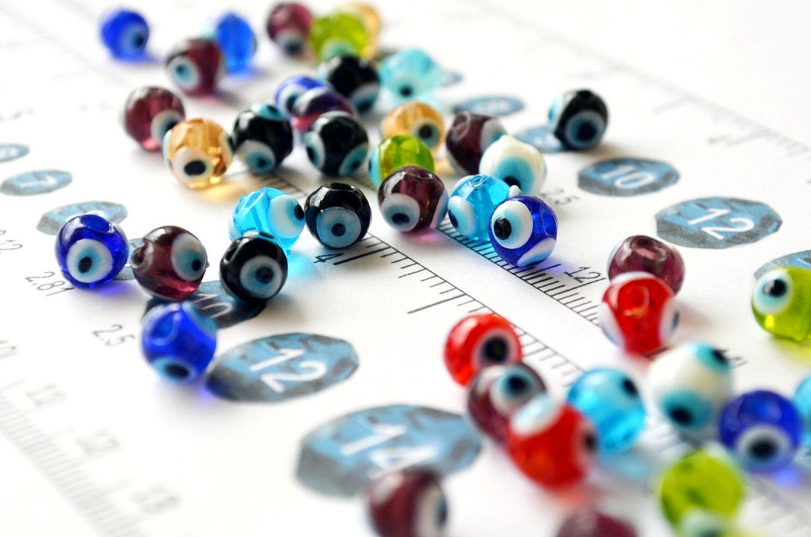 Mix Color Evil Eye Beads Set of 50 Evil Eye Beads 8 Mm Glass | Etsy