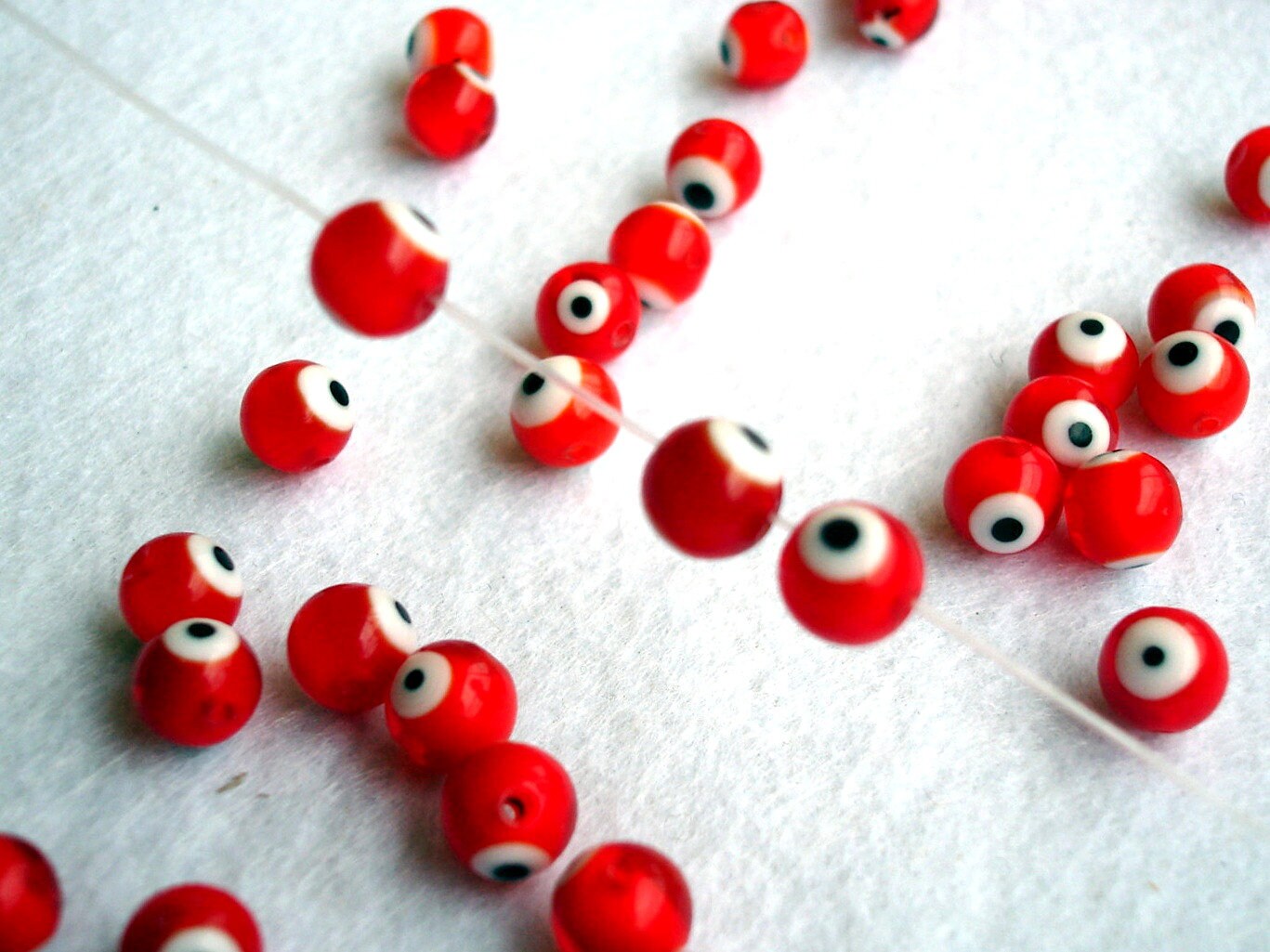 Set of 40 Red Evil Eye Beads 6 mm Red Glass Beads Red | Etsy