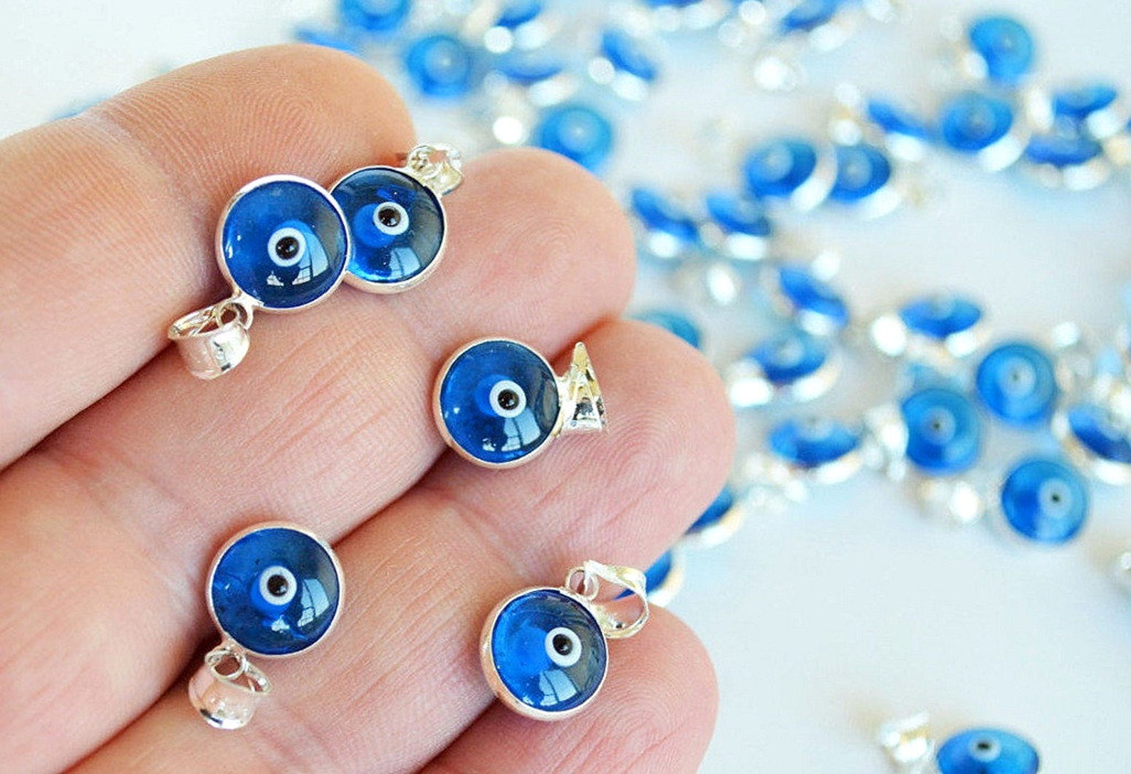 Good Luck Evil Eye Charm, 3 Pcs Navy Blue Evil Eye Pendant, Evil Eye ...