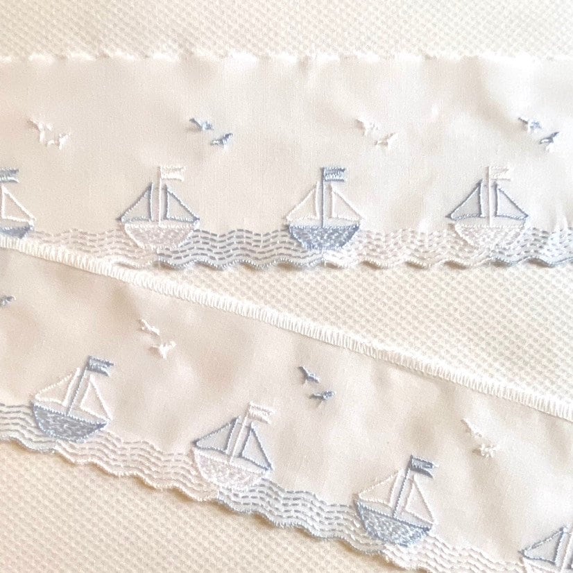 Boat Batiste Embroidery Edging Blue White Boat Edging Austria - Etsy