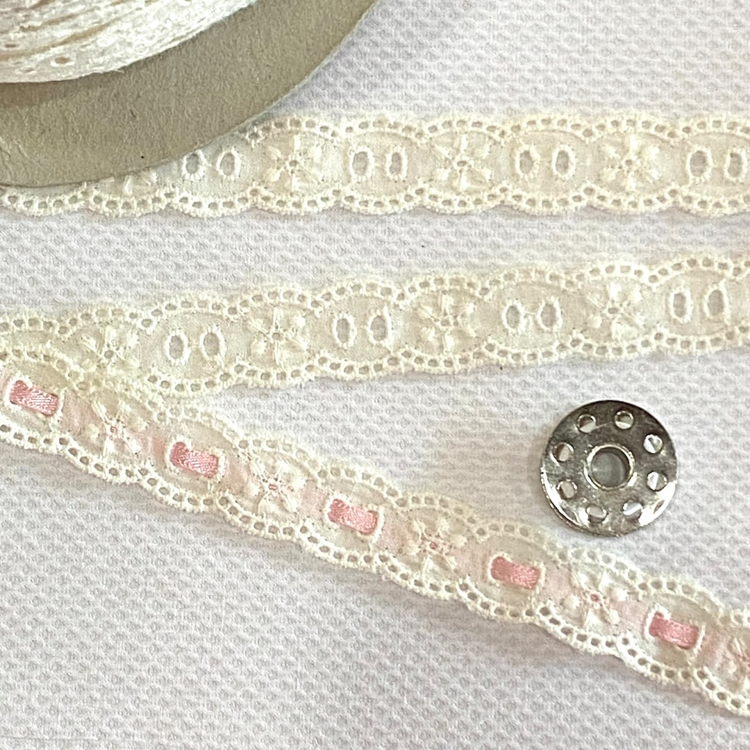 5 Yds Ivory Cotton Eyelet, for 1/8" Ribbon Ivory Eyelet Narrow Eyelet ...