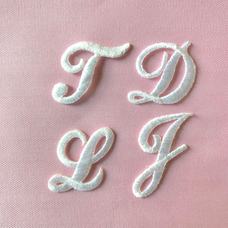 White Applique Iron on Script Letters 1" - Etsy