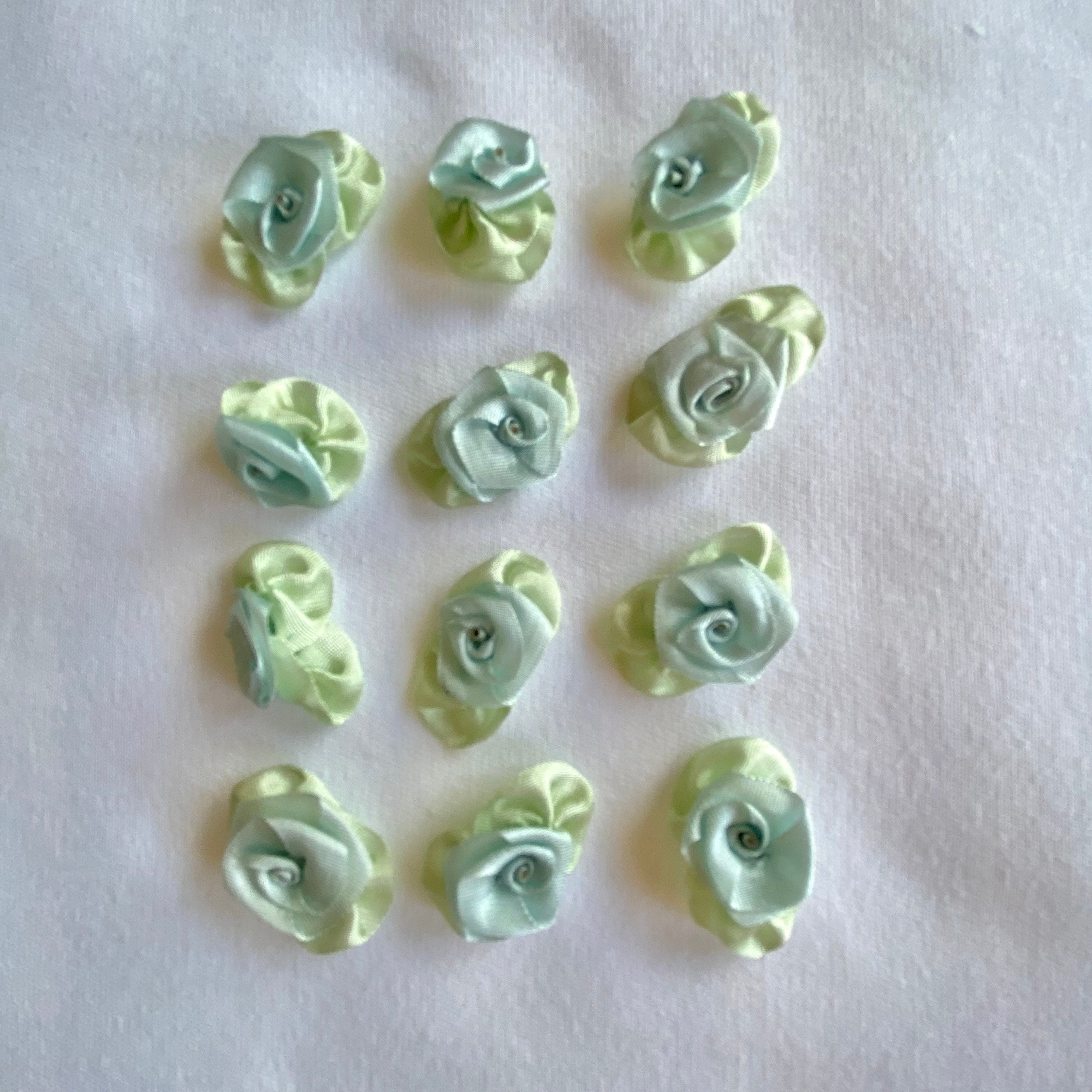 12 Mini Silk Rosettes Silk Ribbon Flowers Ribbon Work Vintage French ...