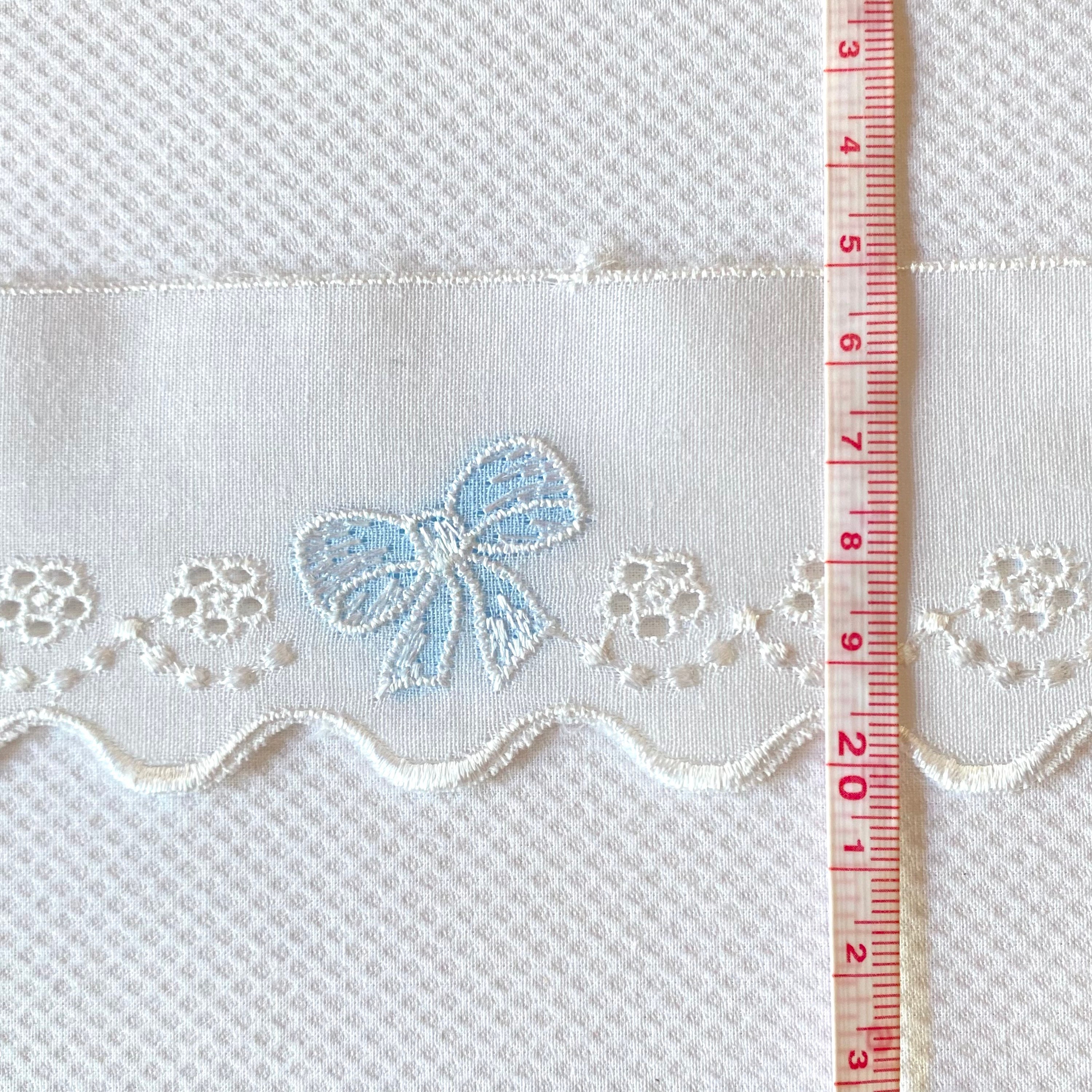 Pink or Blue Bow Scalloped Galloon Batiste Embroidery Vintage Bow ...