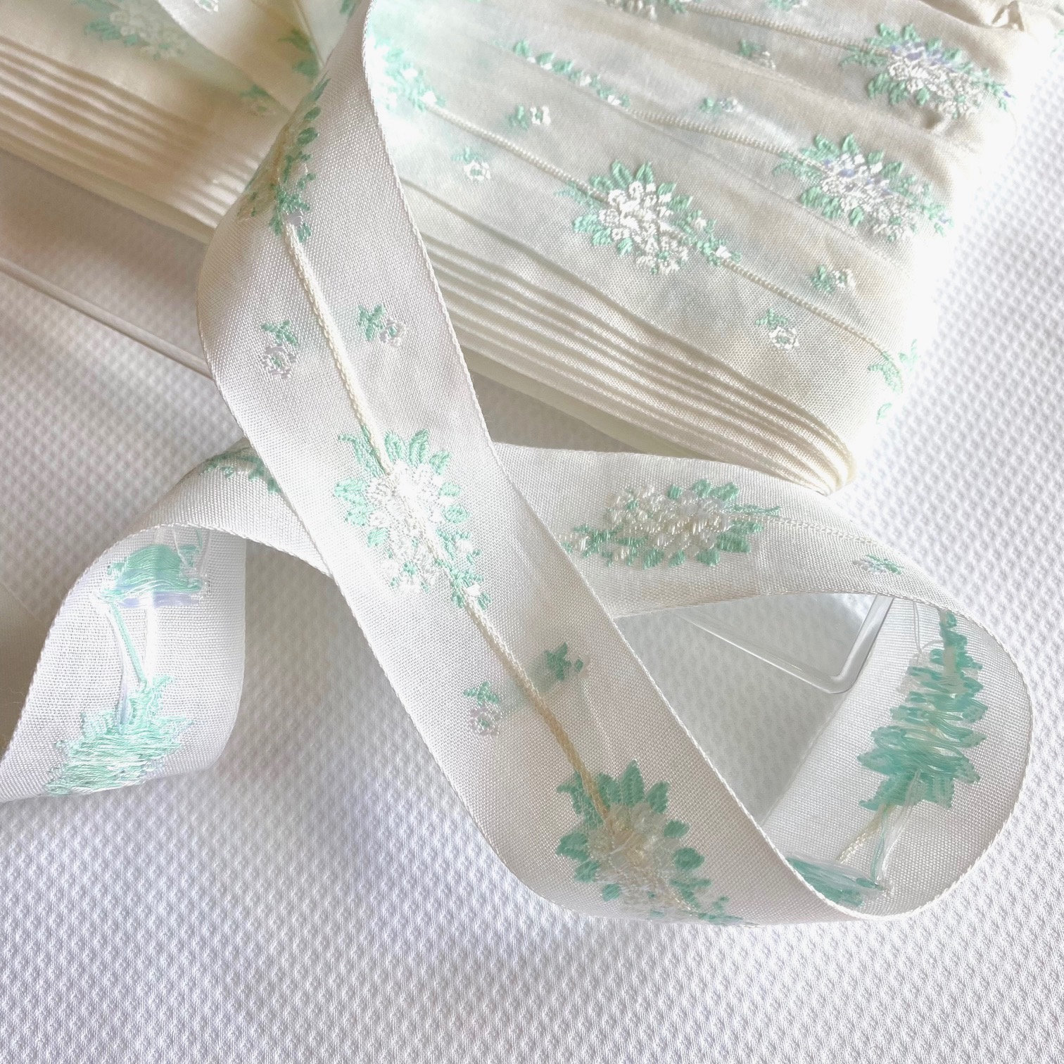 5 Yds Green Floral Jacquard Ribbon Vintage Ribbon Wide Jacquard Ribbon ...