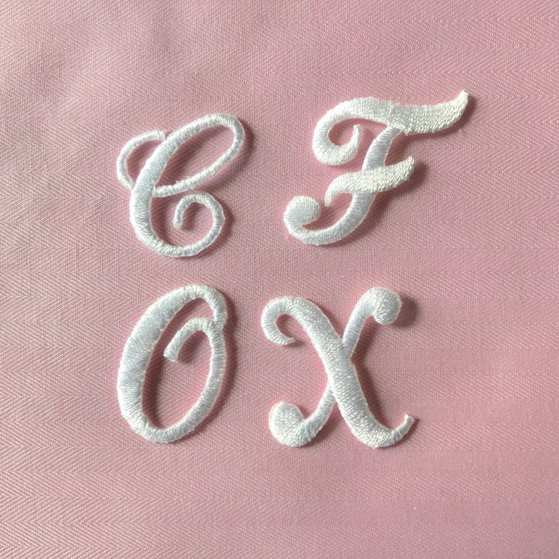White Applique Iron on Script Letters 1" - Etsy