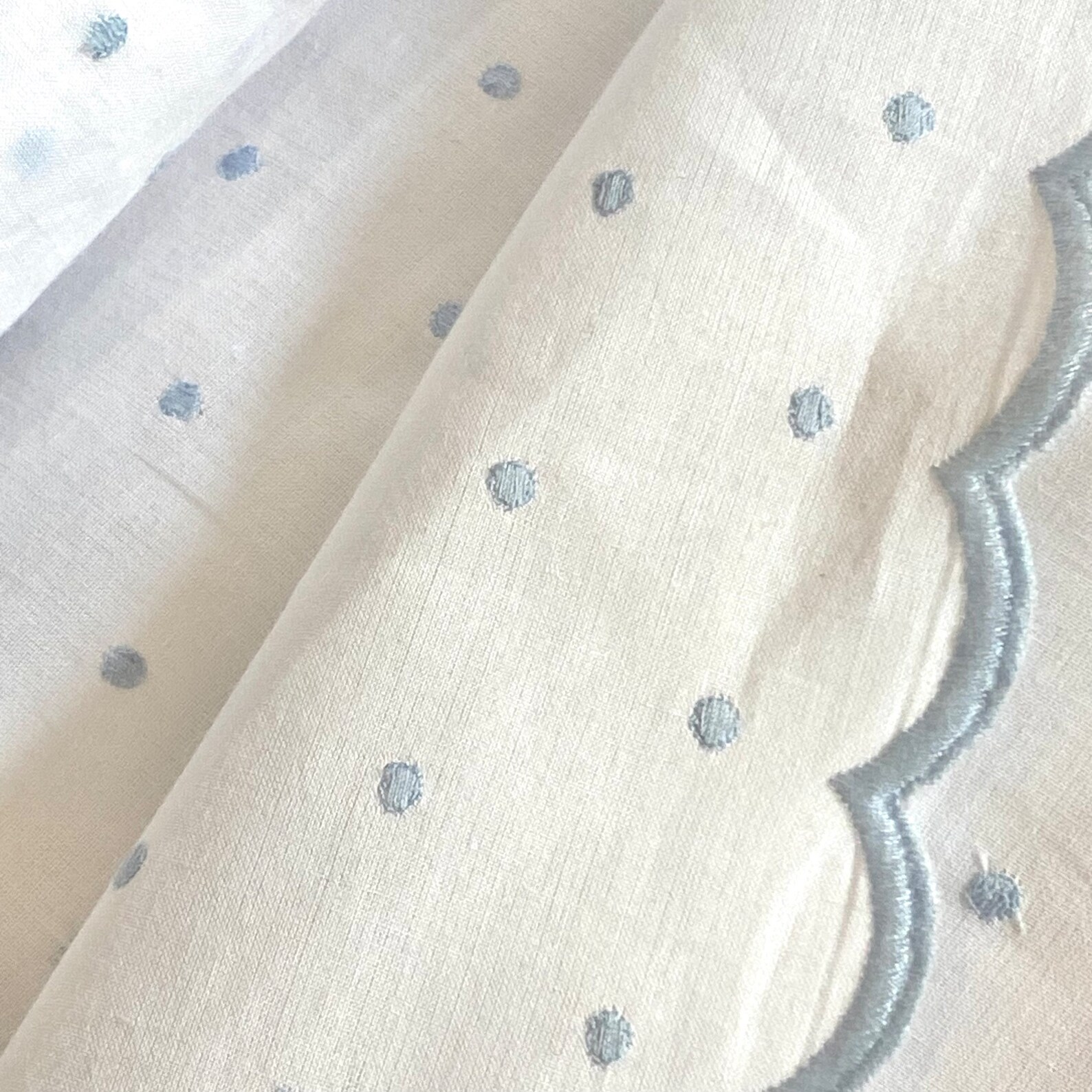 Dotted Swiss Cotton Fabric, Light Blue Polka Dot, Scalloped Edge - Etsy