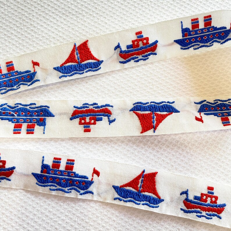 5 Yds Ship Boat Sailboat Jacquard Ribbon - Etsy