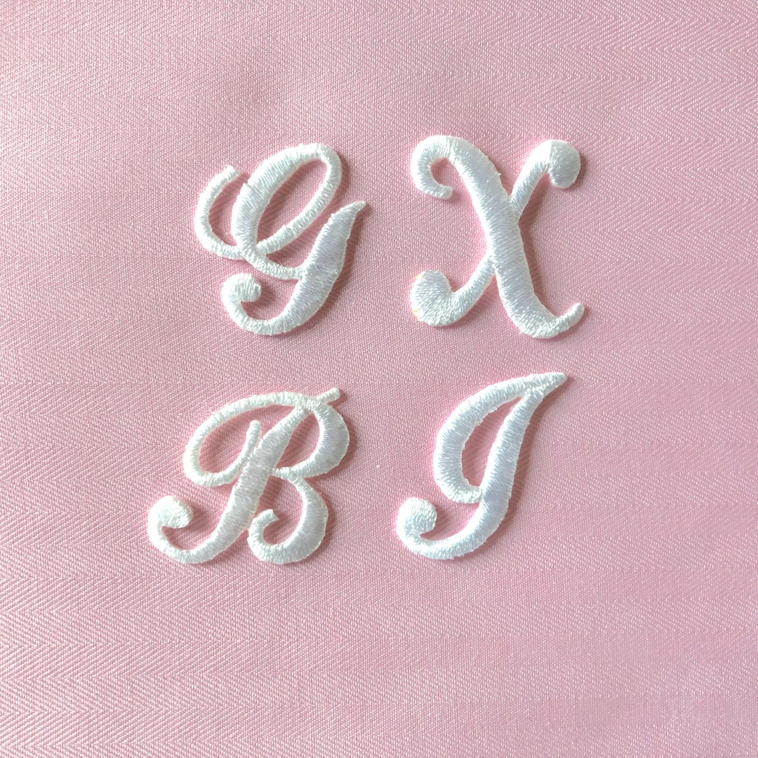 White Applique Iron on Script Letters 1" - Etsy